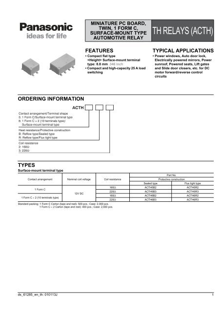 PDF data sheet - Panasonic Electric Works Europe AG