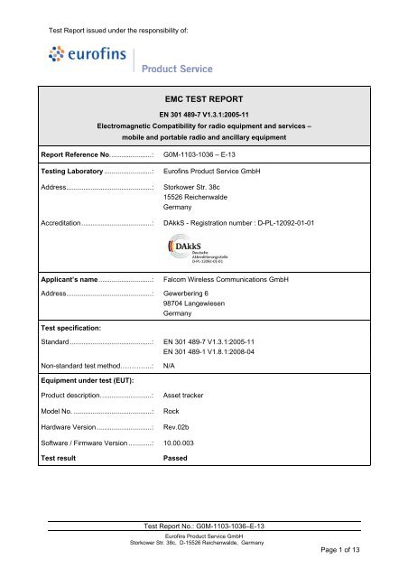 EMC TEST REPORT - Falcom