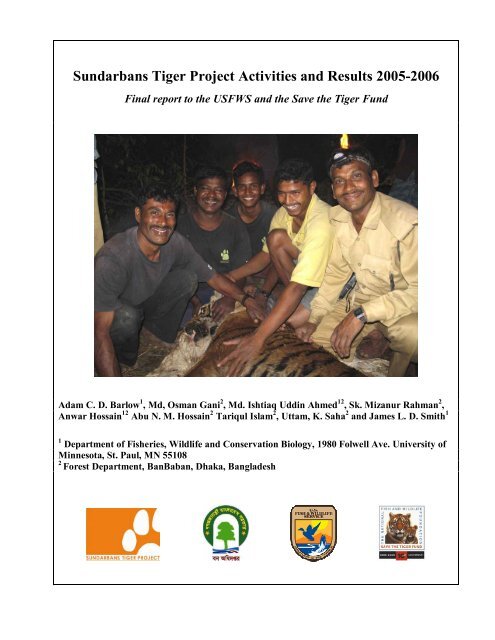 Sundarbans Tiger Project Activities and Results 2005-2006 - Panthera