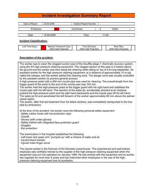 Incident Investigation Summary Report