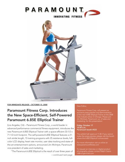 Paramount Fitness Corp. Introduces the New Space-Efficient, Self ...