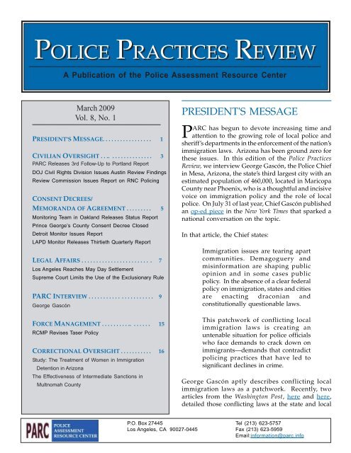Police Practices Review - Police Assessment Resource Center