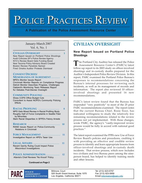 January-March - Police Assessment Resource Center