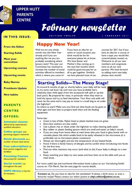 February newsletter - Parents Centres New Zealand Inc