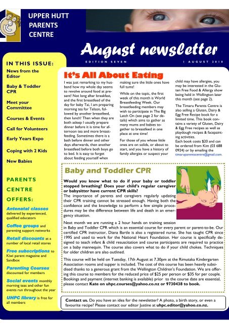 August newsletter - Parents Centres New Zealand Inc
