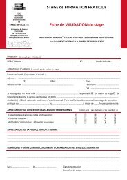 FICHE DE VALIDATION DE STAGE IDENTIFICATION DE L ...