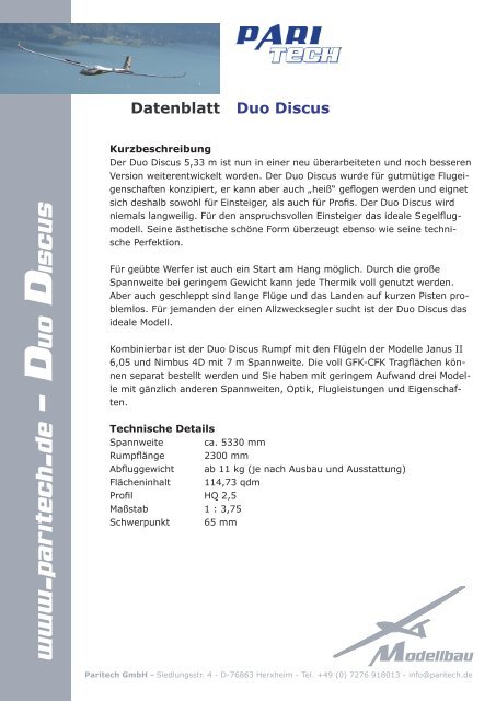 Paritech - Datenblatt Duo Discus