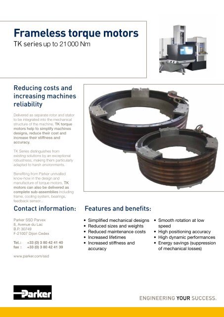 Frameless torque motors - Parker