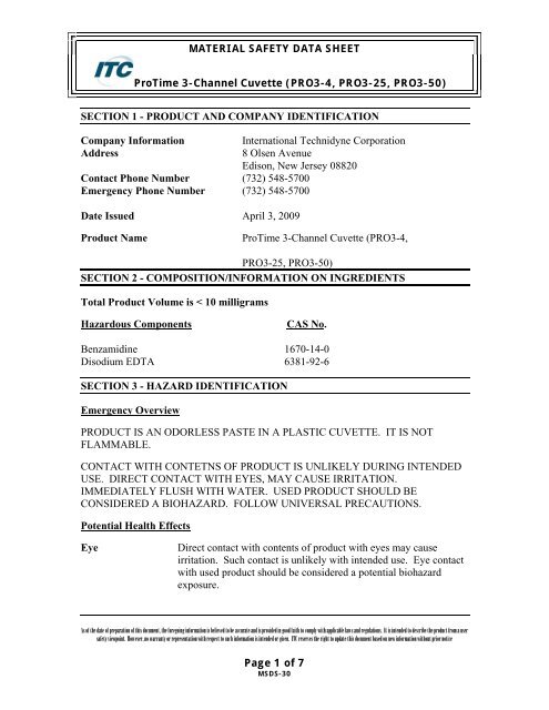 MATERIAL SAFETY DATA SHEET - Cardinal Health DFU/MSDS