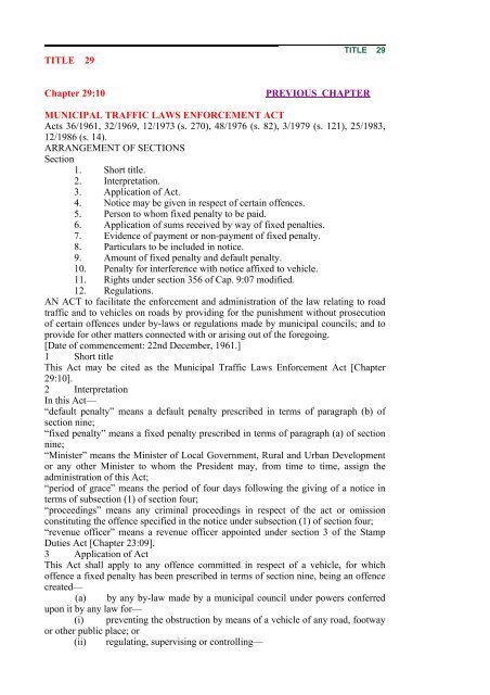 Municipal Traffic Laws Enforcement Act