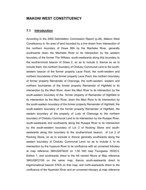 MAKONI WEST CONSTITUENCY