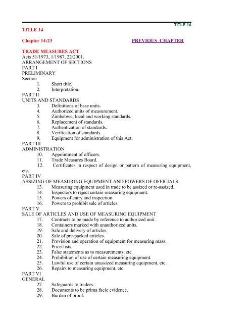 TRADE MEASURES ACT Vol.14 No.23