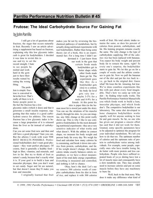 Parrillo Performance Nutrition Bulletin # 45 by John Parrillo