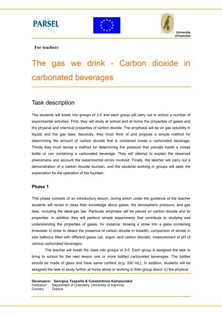 The gas we drink - Carbon dioxide in carbonated beverages