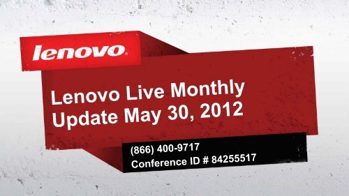 Introduction and Welcome - Lenovo Partner Network