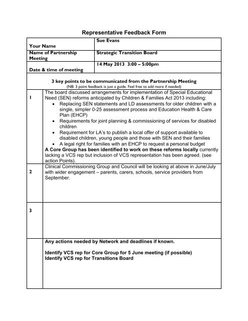 Representative Feedback Form