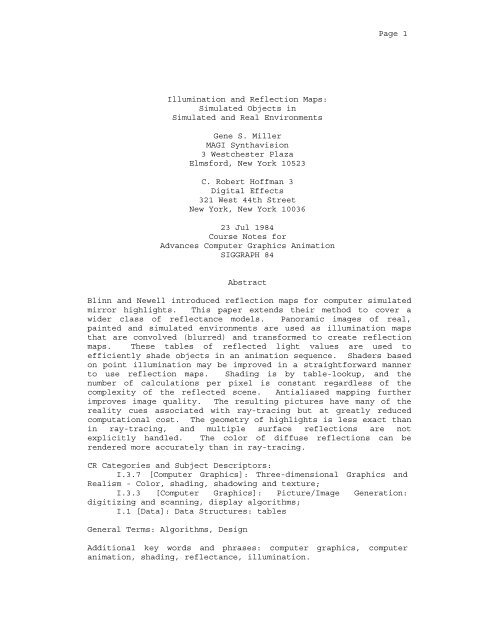 Page 1 Illumination And Reflection Maps Simulated Objects In