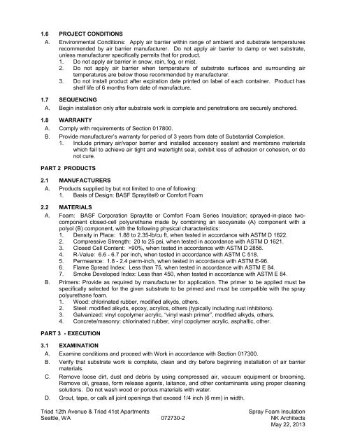 1.6 PROJECT CONDITIONS A.