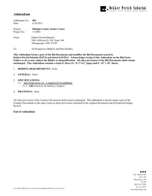 Addendum 2 - Pavilion Construction