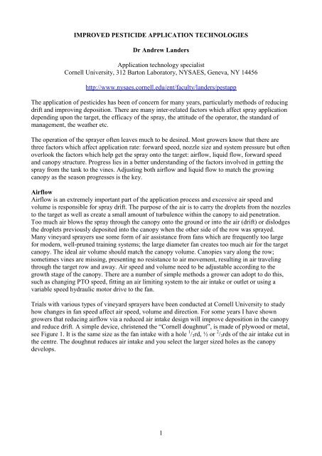 Improved Pesticide Application Technologies. Dr. Andrew Landers ...