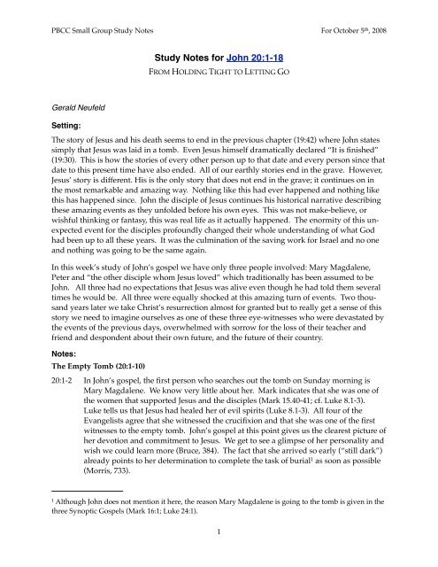 Study Notes for John 20:1-18