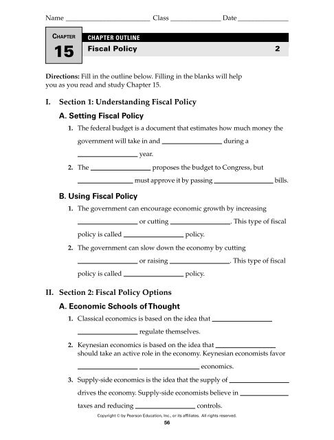 Fiscal Policy Options A