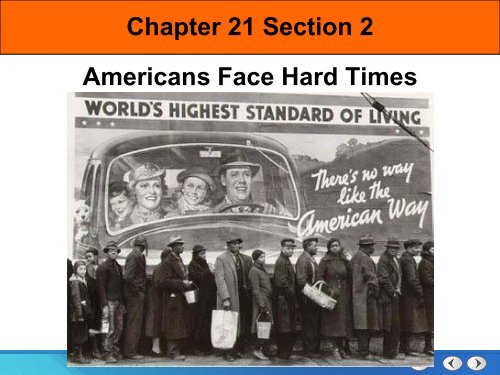Chapter 21 Section 2 Americans Face Hard Times