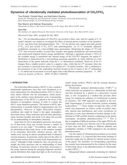 J. Chem. Phys. 115 (2001) - Physikalische und Theoretische ...