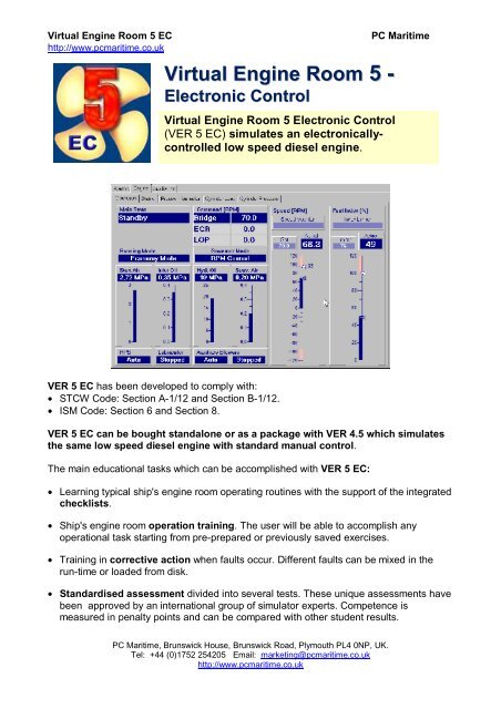 Virtual Engine Room Electronic Control - PC Maritime