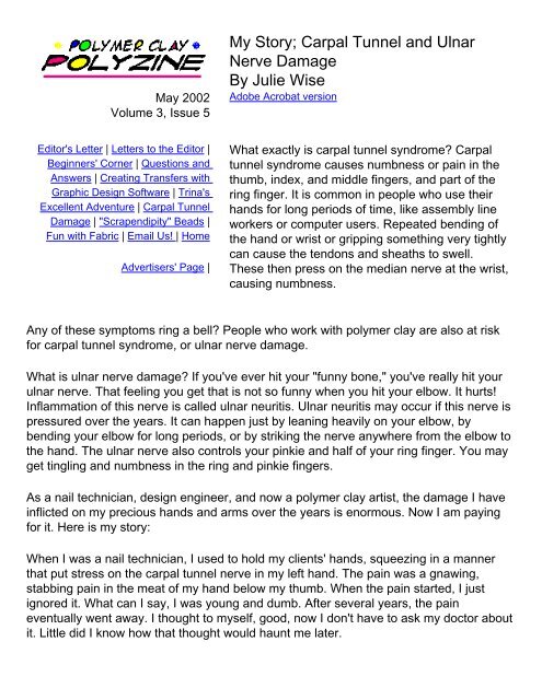 My Story; Carpal Tunnel And Ulnar Nerve Damage - Polyzine