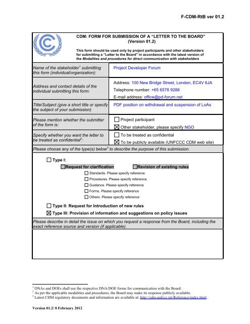unfccc cdm forms