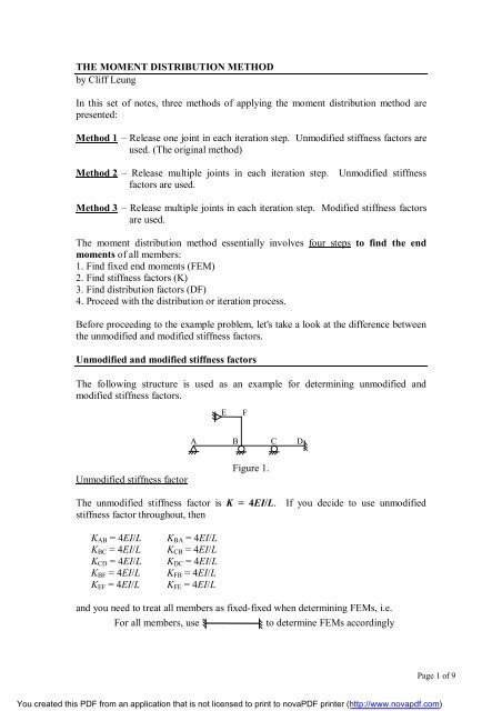 THE MOMENT DISTRIBUTION METHOD by Cliff ... - PDF Archive