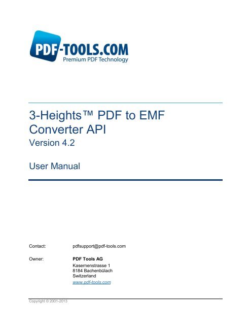 3-Heightsâ ¢ PDF to EMF Converter API - PDF Tools AG