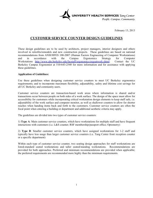 CUSTOMER SERVICE COUNTER DESIGN GUIDELINES