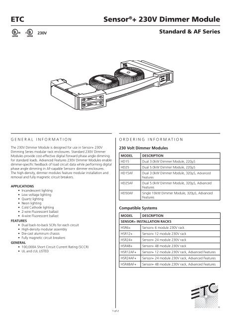 Sensor®+ 230V Dimmer Module ETC