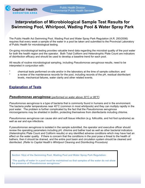Interpretation of Microbiological Sample test results ... - Capital Health