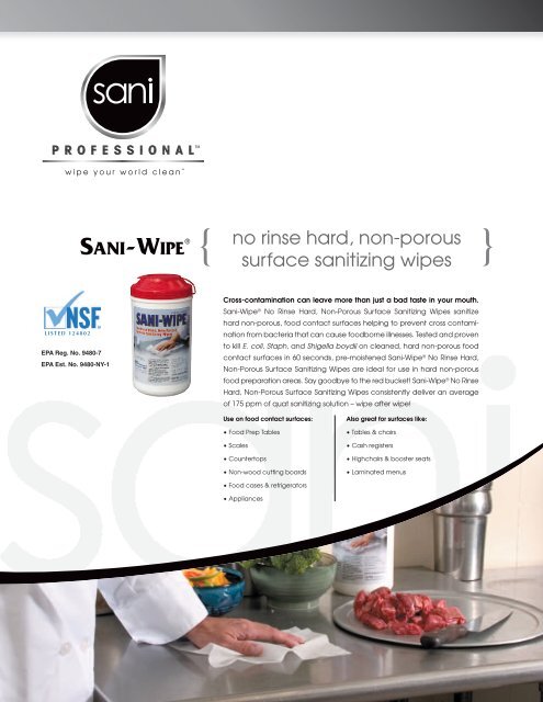 SANI-WIPE no rinse hard, non-porous surface sanitizing wipes - PDI