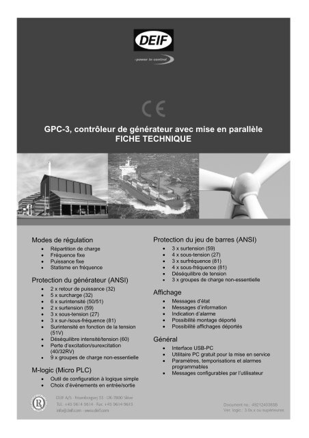 Generator Paralleling Controller, GPC-3 DATA SHEET GPC-3 - Deif