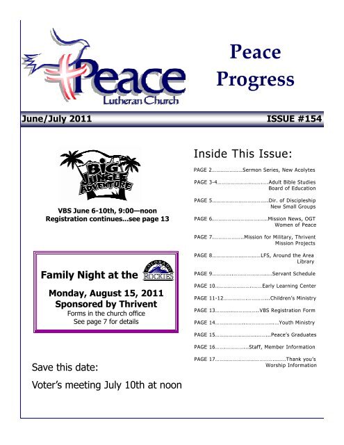 Peace Progress - Peace Lutheran Church