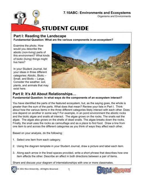 Environments and Ecosystems Student Guide