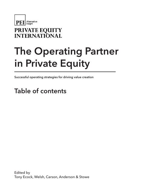The Operating Partner in Private Equity - PEI Media