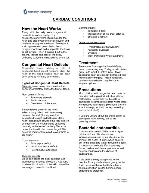 CARDIAC CONDITIONS - HANDOUT