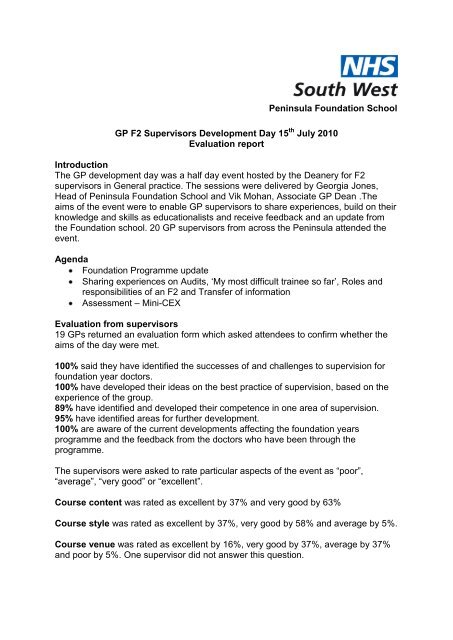 GP Development day feedback report 2010