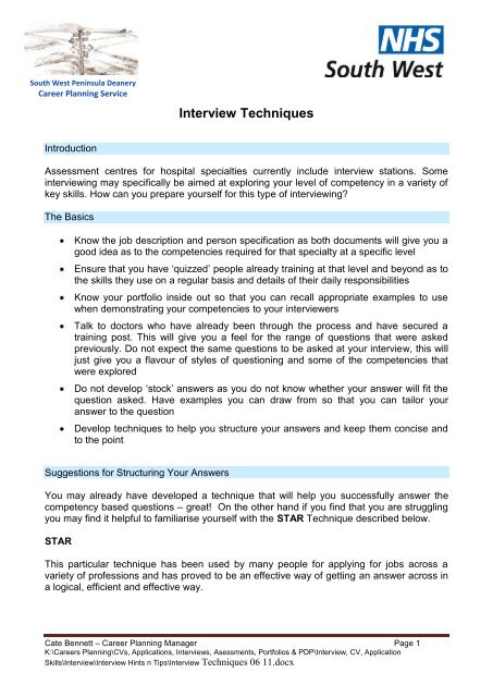 Hints and Tips for Completing Application Forms - South West ...