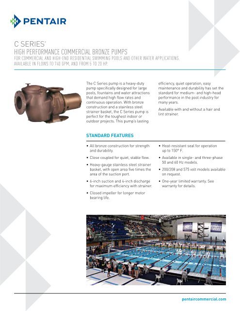 C SERIES® HigH Performance commercial Bronze PumPs - Pentair