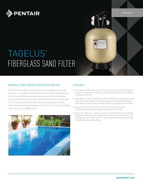 TAGELUS® FIBERGLASS SAND FILTER - Pentair