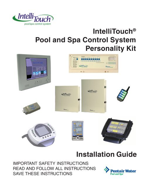 IntelliTouch Personality Kit Installation Guide - Pentair