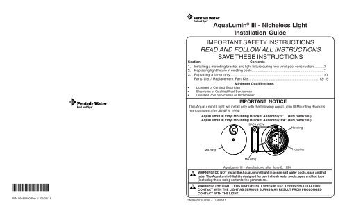AquaLumin® III - Nicheless Light Installation Guide - Poolandspa.com