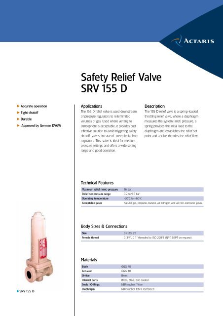 Safety Relief Valve SRV 155 D