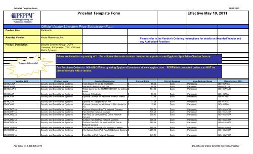 Panasonic - Security Systems Group Pricelist - Peppm